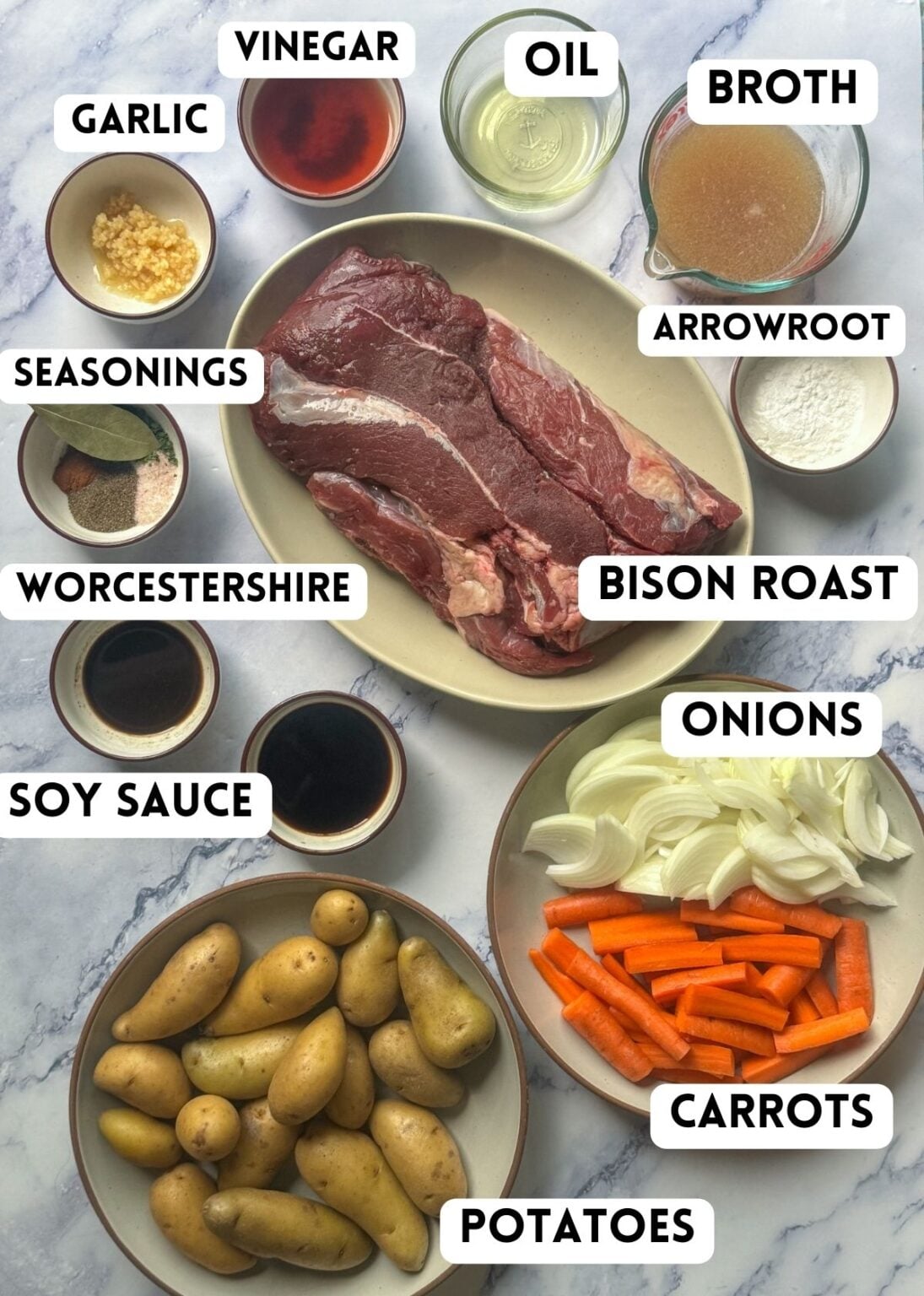 Garlicky Bison Pot Roast with Root Veggies in the Crockpot