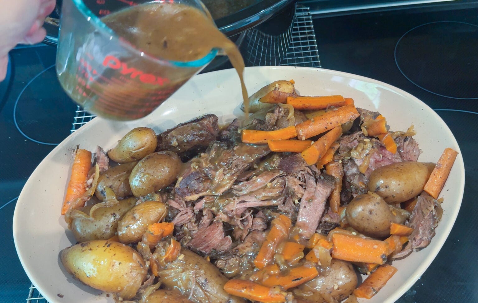 Garlicky Bison Pot Roast with Root Veggies in the Crockpot