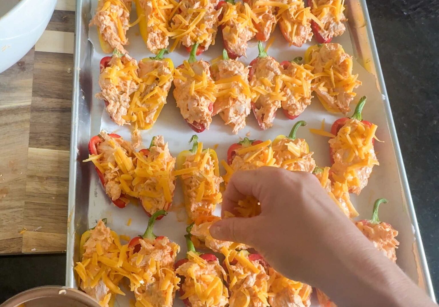 Stuffed Buffalo Chicken Mini Pepper Poppers - The Sweet, Simple Things