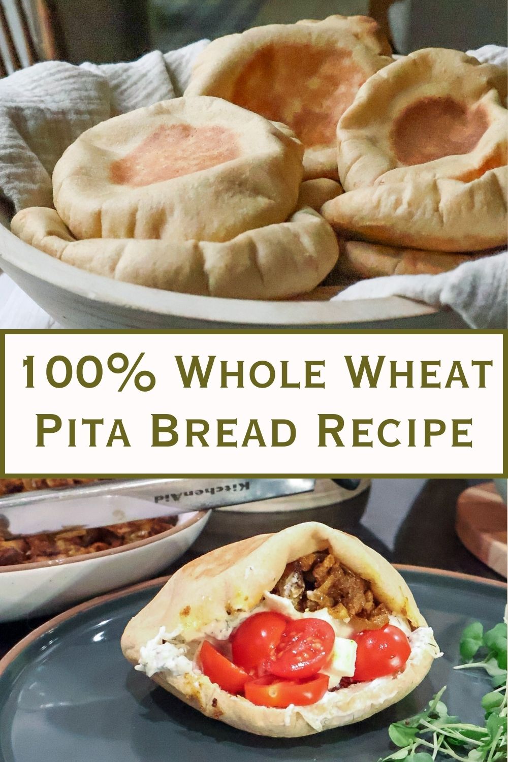 Whole Wheat Pita Bread with Fresh Milled Flour - Pillowy Soft