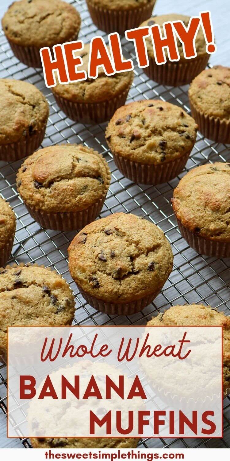 Healthy Banana Muffins with Whole Wheat Flour